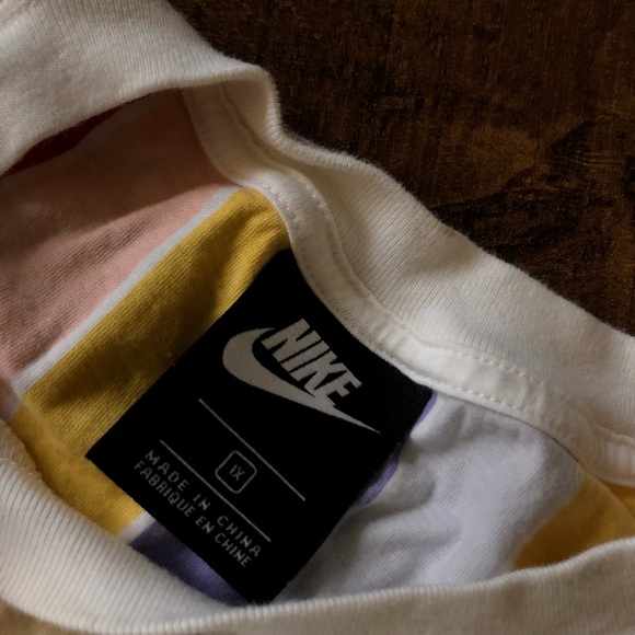 Nike | Tops | Nike Rainbow Stripe Retro Logo Crop T Shirt | Poshmark